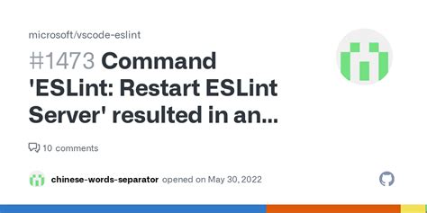 Command Eslint Restart Eslint Server Resulted In An Error Command