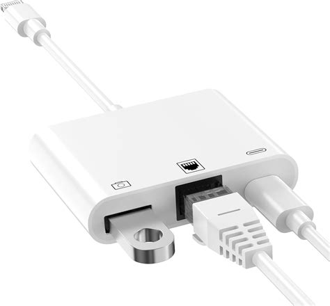 [mfi Certified] Lightning To Ethernet Adapter For Iphone 3 In 1 Lan Ethernet Network