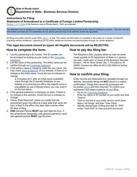 Form 351 Fill Out Sign Online And Download Fillable Pdf Rhode