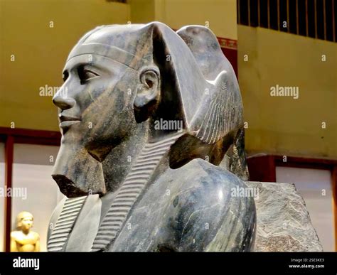 Cairo Egypt February 1 2025 Khafre Enthroned Ka Statue Of The