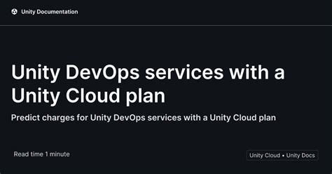 Unity Devops Services With A Unity Cloud Plan • Unity Cloud • Unity Docs