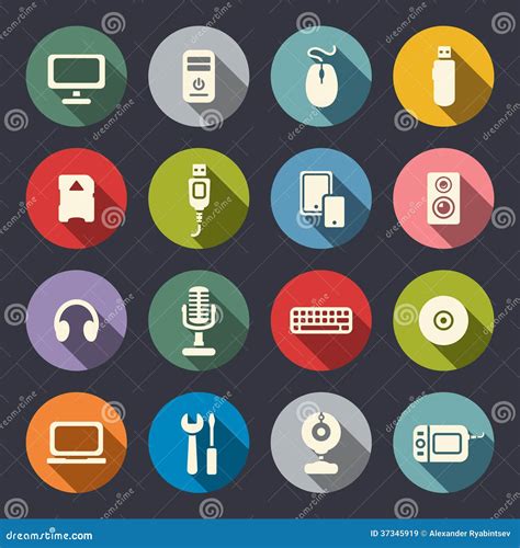 Computer Flat Icons Set Stock Vector Illustration Of Camera