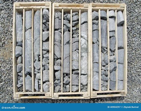 Detail Of Drill Core In The Boxes Ready For Logging Stock Image Image