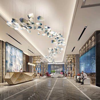 现代酒店大堂 建E网3D模型下载网