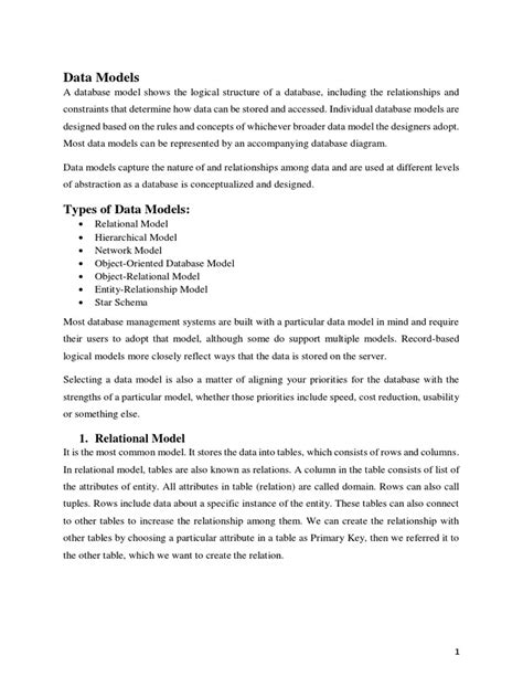 Database Data Models Overview Pdf Conceptual Model Data Model