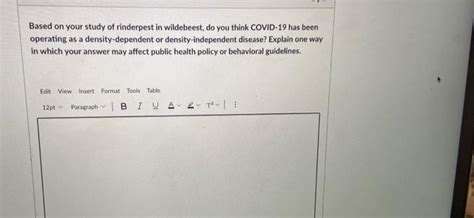 Solved 2 Pts Describe How One Density Independent Factor May