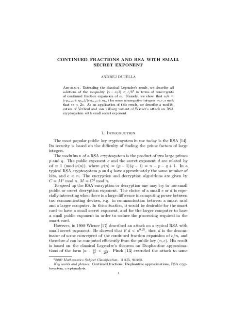pdf continued fractions and rsa with small secret exponent