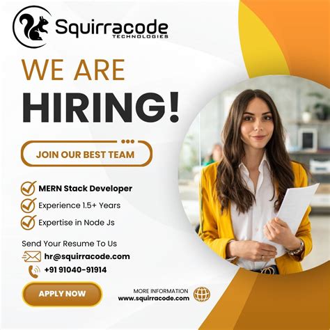Hiring Mernstackdeveloper Nodejs Developerjobs Itjobs Joinourteam Techjobs Squirracode