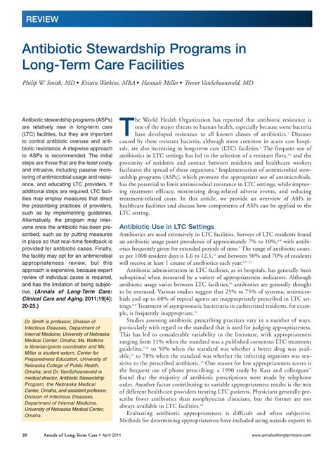 Pdf Survey Of Antimicrobial Stewardship Practices In Nebraska Long Term Care Facilities