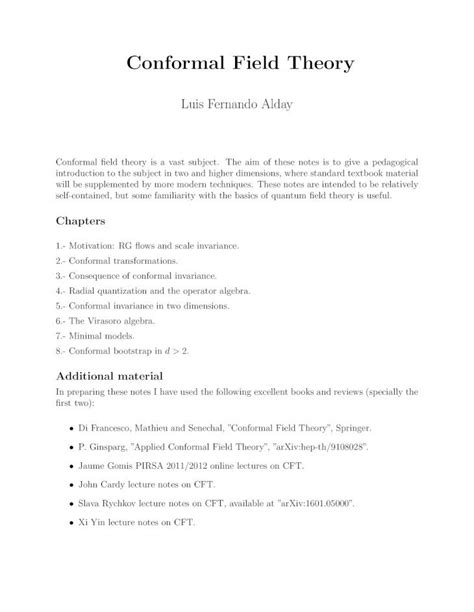 Pdf Conformal Field Theory University Of Oxfordmmathphys Physics Ox