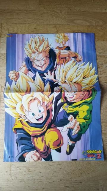 Poster Dragon Ball Z Goku Gohan Trunks Goten Saiyan Manga Vintage Eur