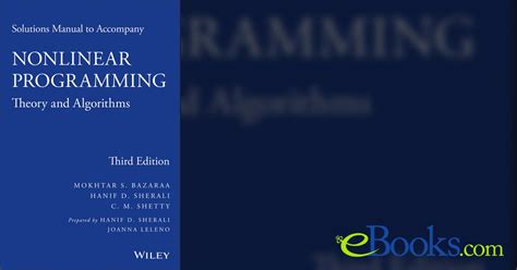 Solutions Manual To Accompany Nonlinear Programming