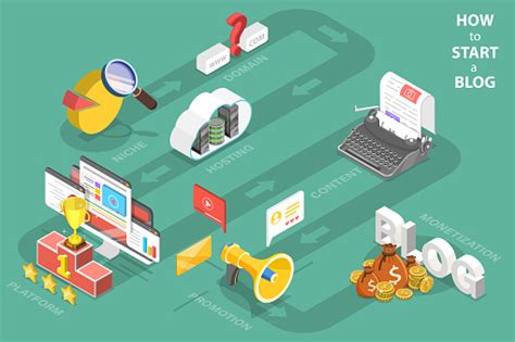 블로그를 시작하는 방법에 대한 3d Isometric 플랫 벡터 개념 적 그림 3차원 형태에 대한 스톡 벡터 아트 및 기타 이미지 3차원 형태 개념 검색 엔진