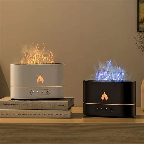 소금 돌 분위기 램프 화염 아로마테라피 기계 화산 3d 시뮬레이션 화염 가습기 가정용 에센 Temu Republic Of Korea