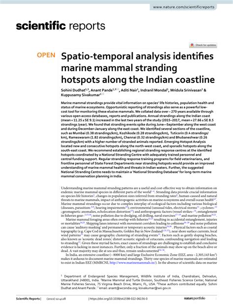 Pdf Spatio Temporal Analysis Identifies Marine Mammal Stranding Hotspots Along The Indian