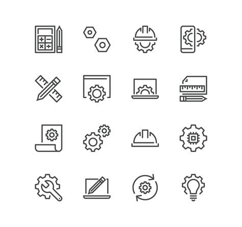 Set Of Engineering Related Icons Manufacturing Engineer Production Settings And Linear