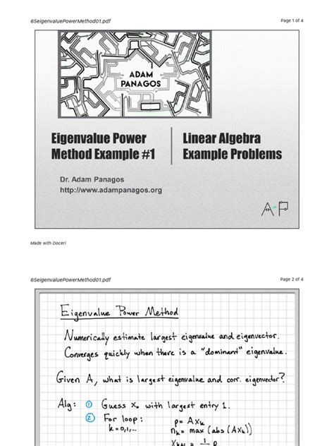65 Eigenvalue Power Method 01 Pdf