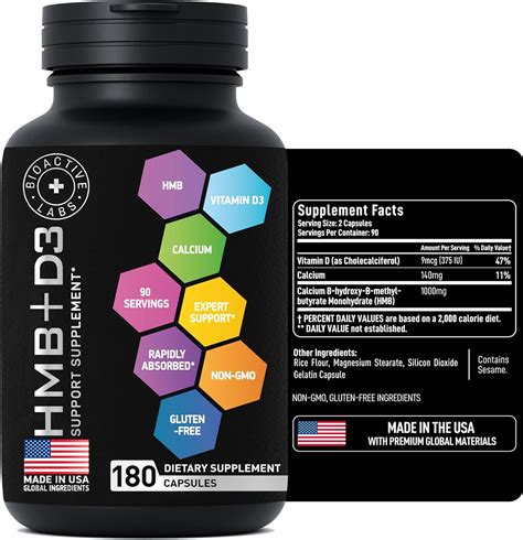 Advanced Hmb Vitamina D3 Suplemento 1000 Mg Fórmula 180 Cápsulas