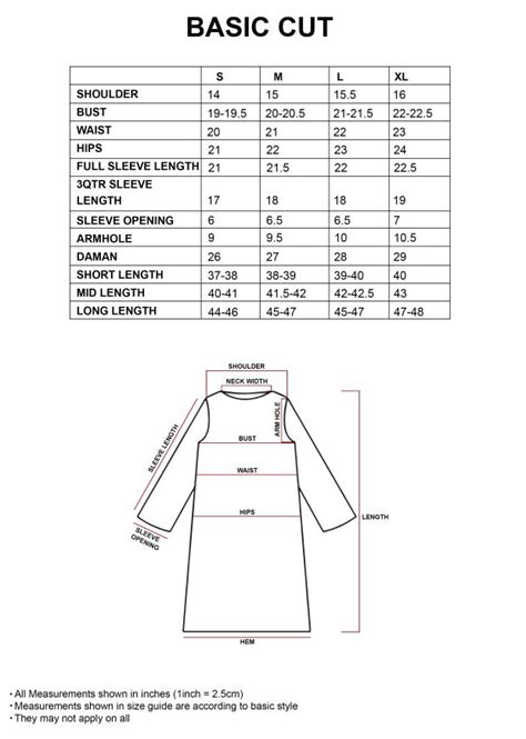 Size Guide Khas Stores