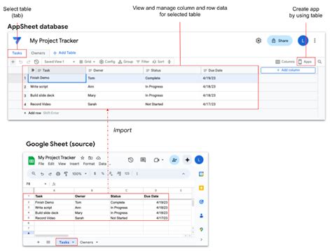 quick start create your first app by using an appsheet database
