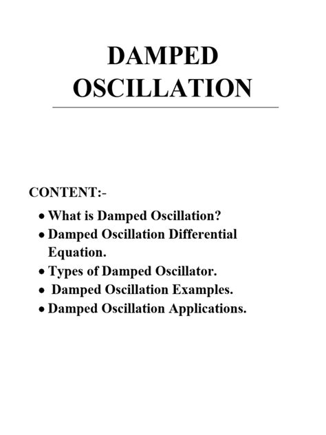 Damped Oscillation Pdf Damping Oscillation