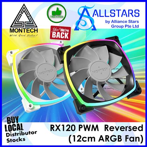 MONTECH RX PWM Mm ARGB Fan Reverse Fan Blade Reversed Fan Blade Choice Of Black Or