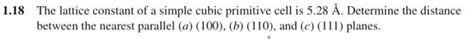 solved 18 the lattice constant of a simple cubic primitive
