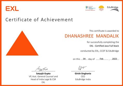 Dhanashree Mandalik On Linkedin Exlcertified Javafullstack Edubridge