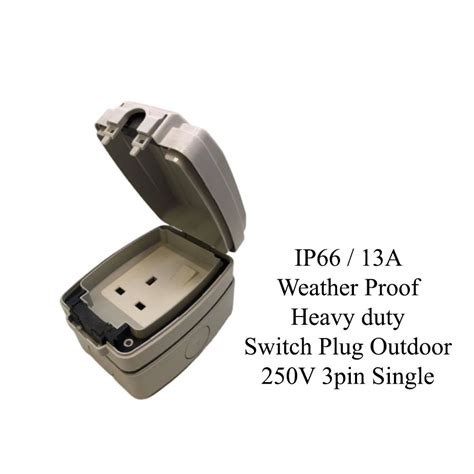 [ 1 Unit ] Ip66 13a Weather Proof Switch Plug Outdoor 250v Switched Socket 3pin Single Heavy