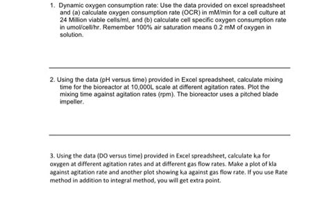 Solved Dynamic Oxygen Consumption Rate Use The Data Chegg Com