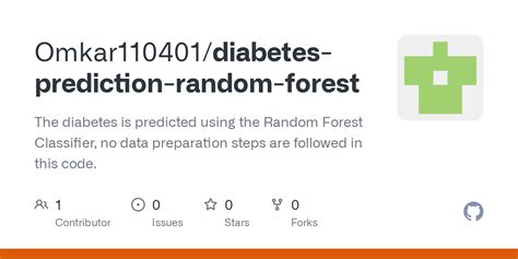 Github Omkar110401diabetes Prediction Random Forest The Diabetes Is