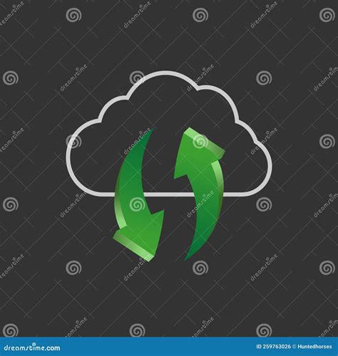 Secure Synchronization Cloud Icon Green Arrow Vector Sign Cloud Sync