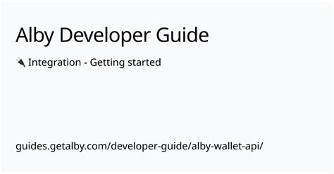 Integration Getting Started Alby Developer Guide