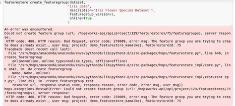 Error Creating Feature Group Using Onlinetrue Parameter Feature Store Hopsworks Community
