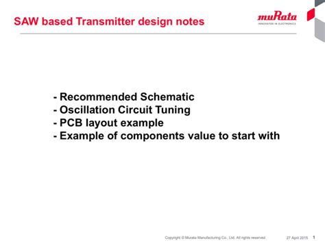Saw Based Transmitter Design Notes