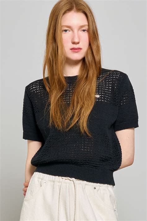 제너럴아이디어 Woman 데일리 펀칭 하프 니트 [black]