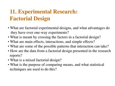 Ppt 11 Experimental Research Factorial Design Powerpoint Presentation Id1700432