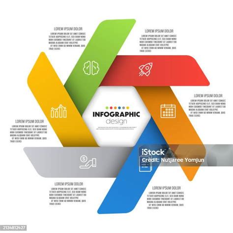 벡터 다채로운 육각형 템플릿 인포 그래픽 사업 6 단계 프레젠테이션용 템플릿입니다 0명에 대한 스톡 벡터 아트 및 기타 이미지 0명 4가지 개체 개념 Istock
