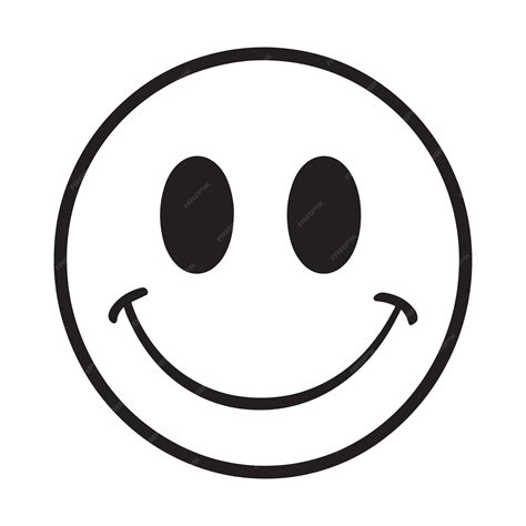 Retro Emoji Outline Design Smiley Face Icon Vector Illustration In