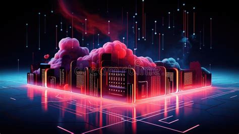 Digital Fortress Of Cybersecurity 3d Graphic With Encrypted Factory