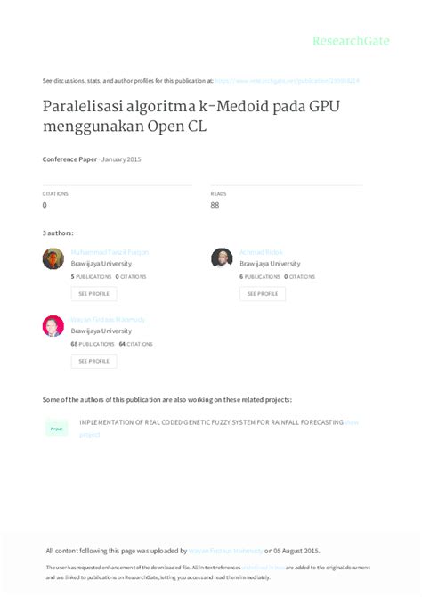 Pdf Paralelisasi Algoritma K Medoid Pada Gpu Menggunakan Open Cl