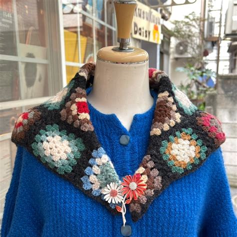 Vintage Granny Square Knitting B Kusukusudaisy