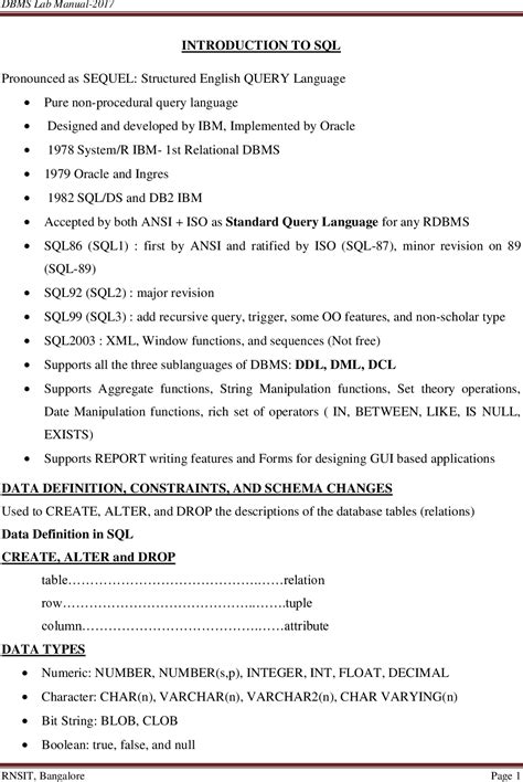 Dbms Lab Manual 2017 30 07 17