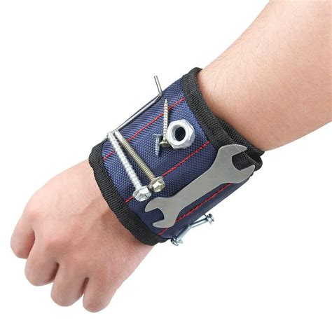 폴리 에스테르 마그네틱 팔찌 휴대용 공구 가방 전기 손목 벨트 볼트 나사 손톱 드릴 비트 홀더 수리 공구 부품 공구 부품 Aliexpress