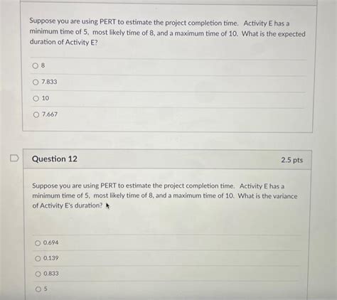 Solved Suppose You Are Using PERT To Estimate The Project Chegg
