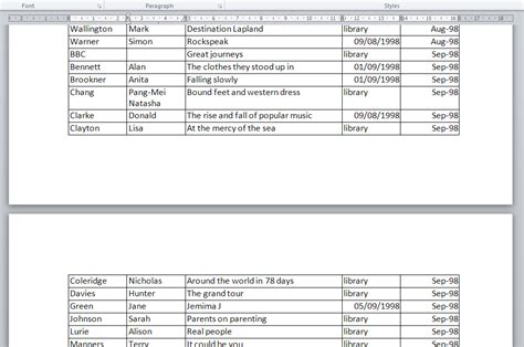 how to insert multiple rows in word table at once with header