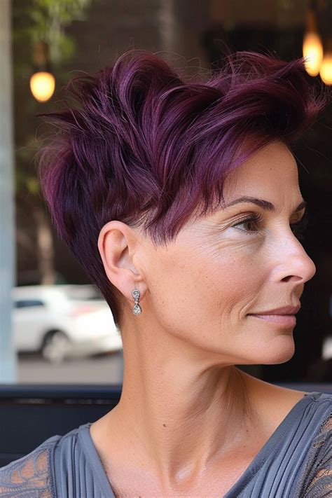 30 Pixie Haircuts For Over 60 Bold Plum Pixie Haircut