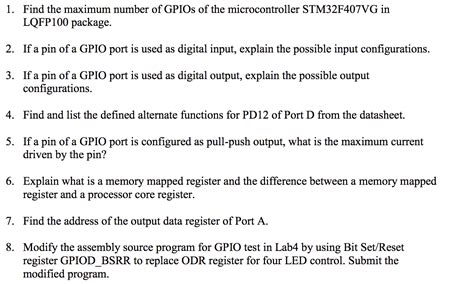 Solved 1 Find The Maximum Number Of Gpios Of The