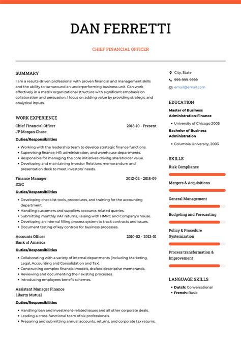 Finance Cv Examples And Templates Visualcv