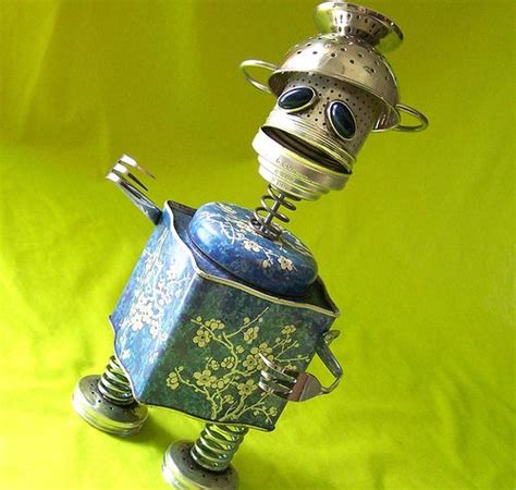 Robot Assemblage Sculpture Blossom Recycled Robot Robot Art Robot Sculpture